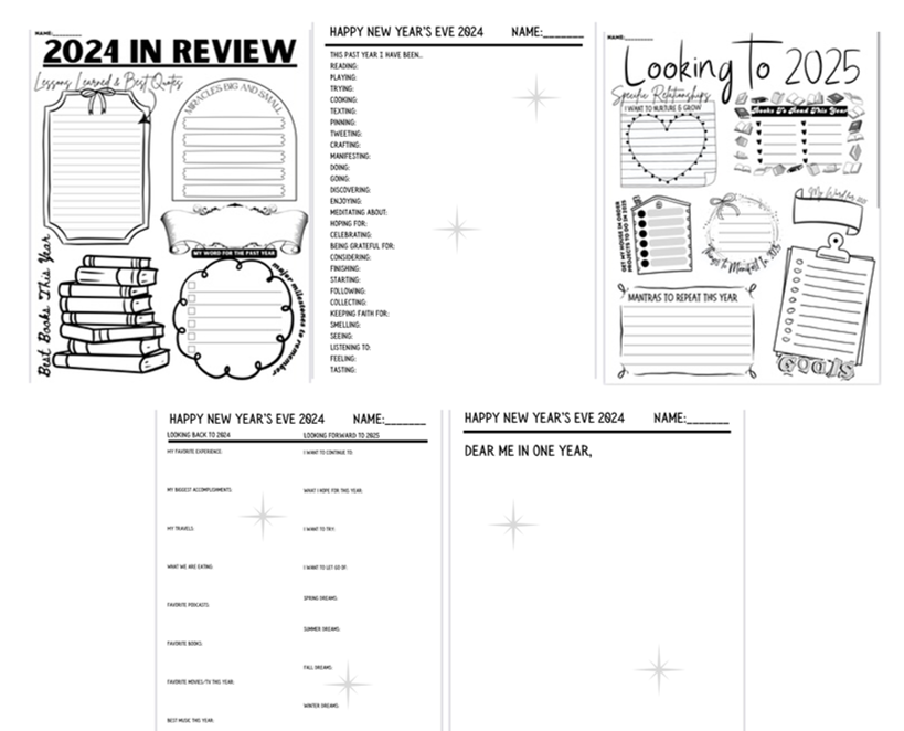 New Years 2024 Packet of Five Printables | Mindful Intentions Studio